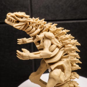 Fully Articulated Skeletonized Godzilla Figure Bone, Fossil, Chrome, 3D ...