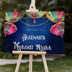 Mehndi Welcome Sign Template, Mendhi Welcome Board Poster, Indian ...