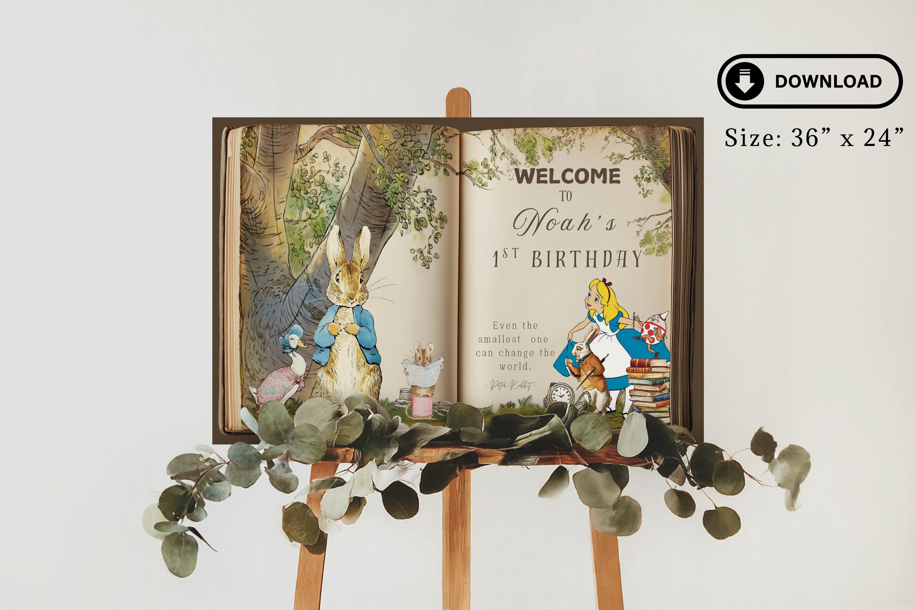 Personalized Storybook Birthday Welcome Sign - Open Book Storybook ...