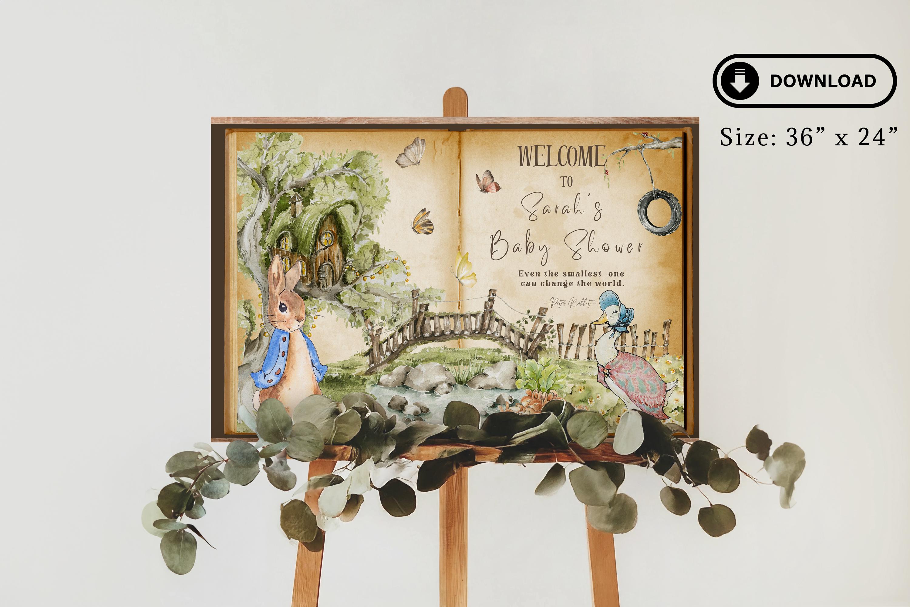 Personalized Peter Rabbit Welcome Sign - Bunny Baby Shower Welcome Sign ...