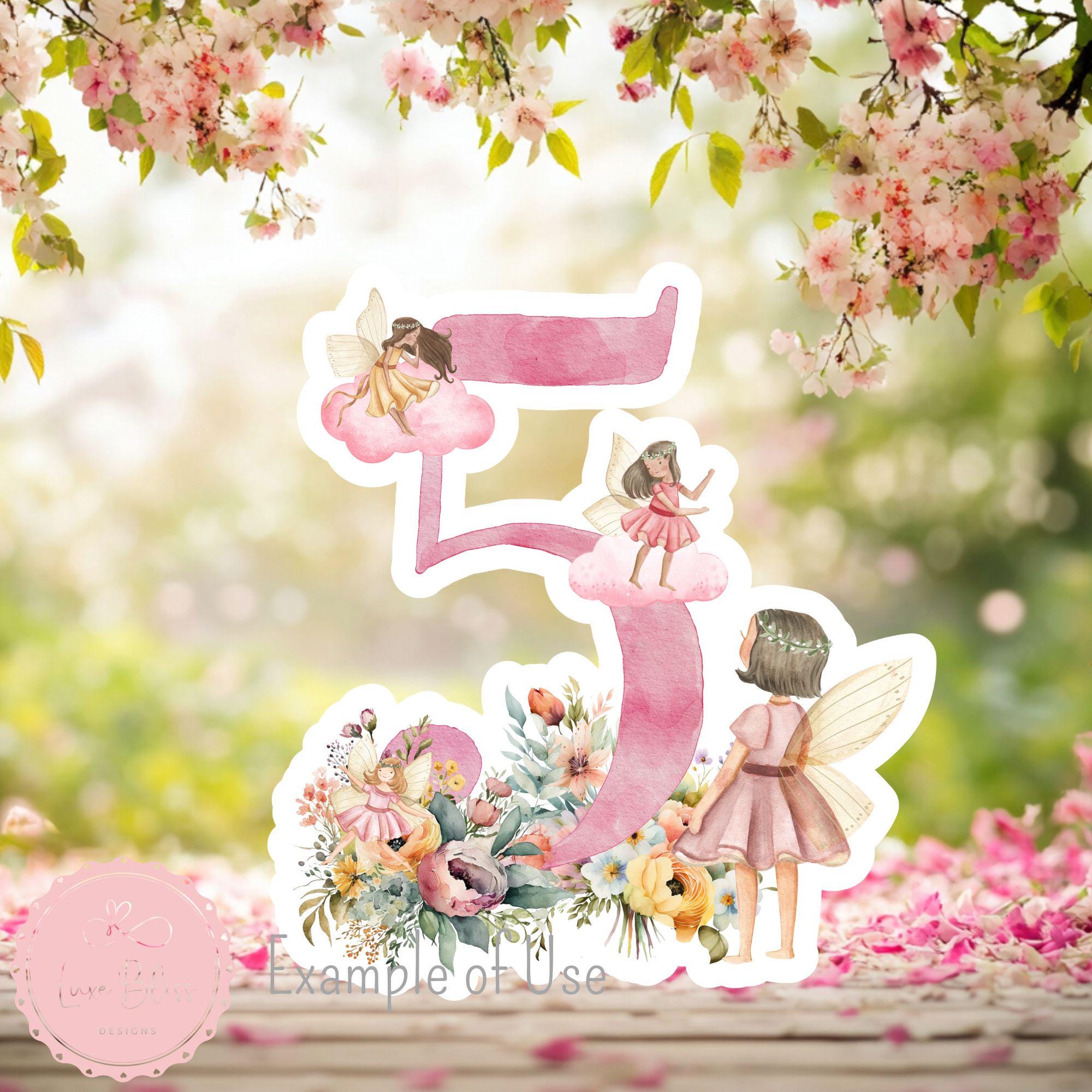 Pink Fairy Garden Number 5 PNG, Fairies Sublimation Design, Fairy 5th ...