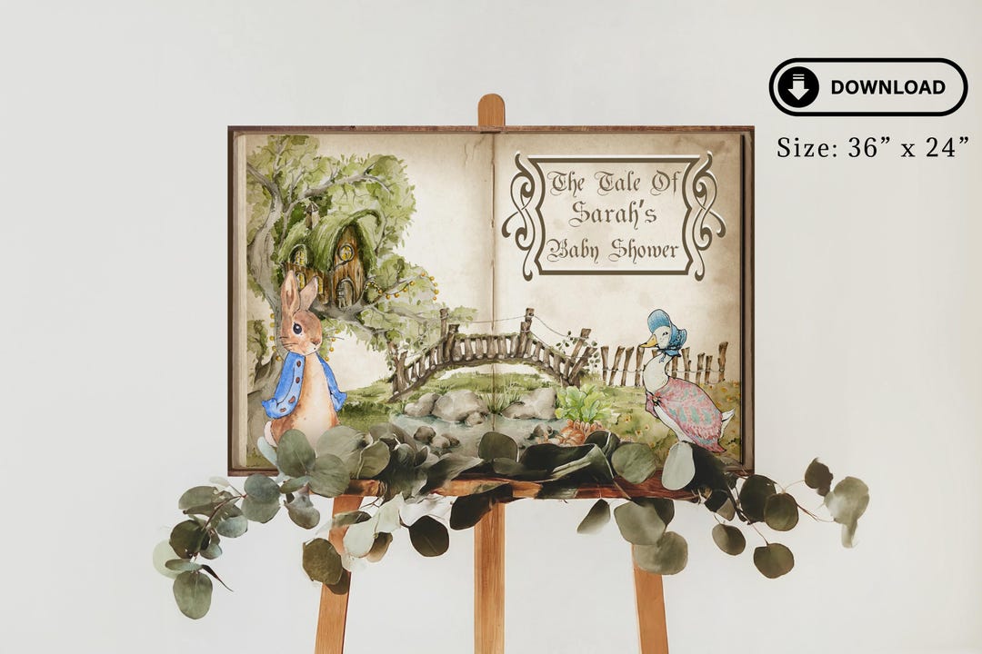 Personalized Peter Rabbit Storybook Tale Welcome Sign - Open Book ...