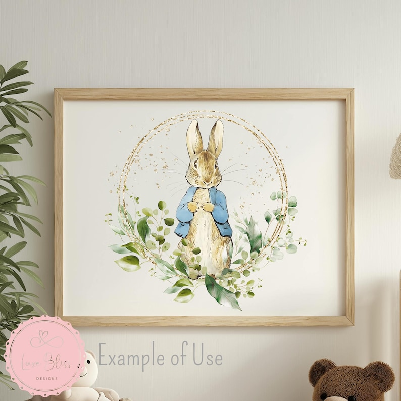 Peter Rabbit PNG, Peter Rabbit Greenery Wreath Design, Sublimation ...
