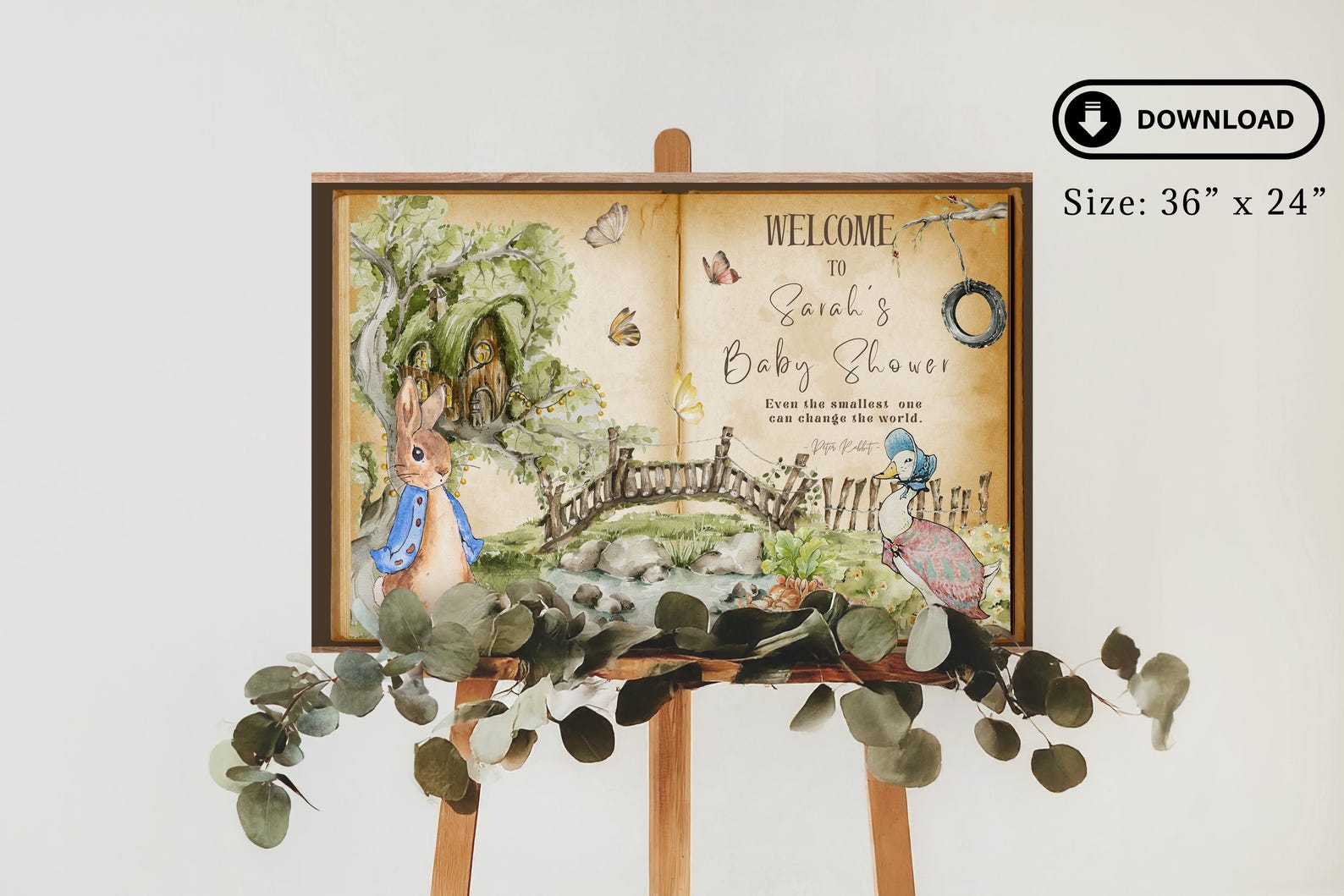 Personalized Peter Rabbit Welcome Sign - Bunny Baby Shower Welcome Sign ...