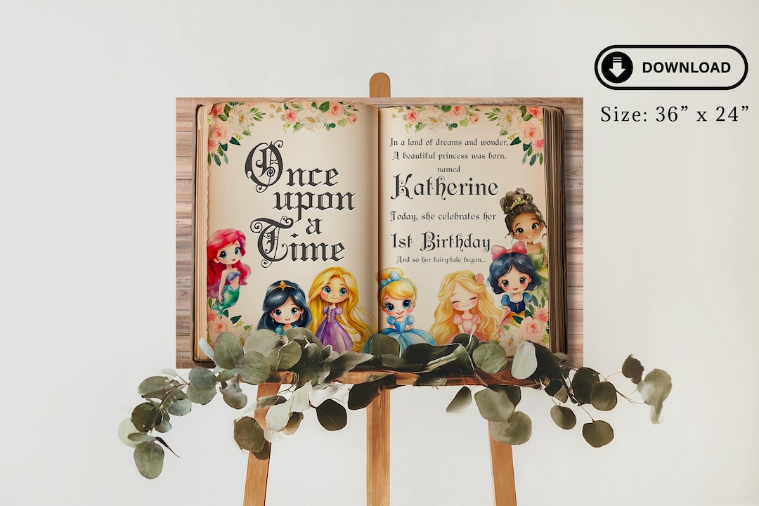 Customized Once Upon A Time Welcome Sign - Princess Birthday Backdrop ...
