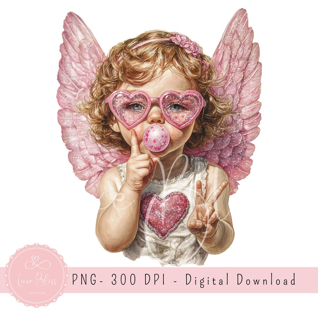Retro Cupid Blowing Bubble PNG, Vintage Valentines Day T Shirt, Cupid ...