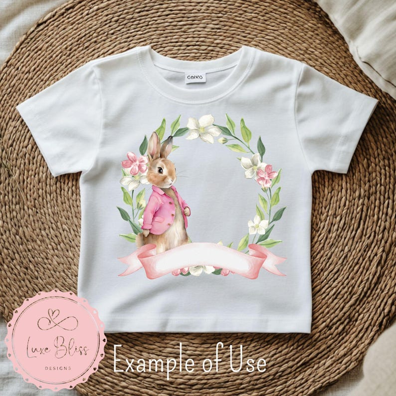 Pink Peter Rabbit PNG, Classic Rabbit Wreath Design, Birthday Baby ...