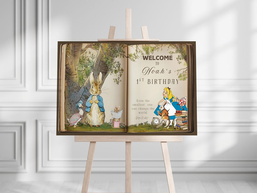 Personalized Storybook Birthday Welcome Sign - Open Book Storybook ...