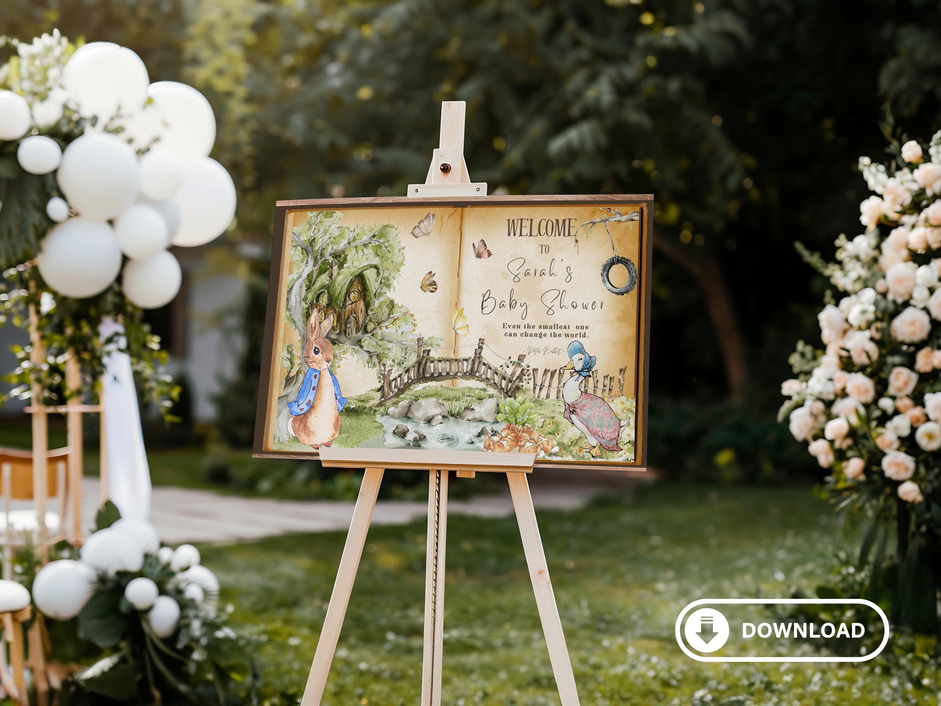 Personalized Peter Rabbit Welcome Sign - Bunny Baby Shower Welcome Sign ...