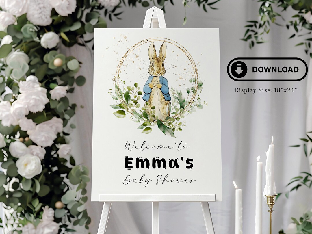 Personalized Peter Rabbit Welcome Sign Baby Shower Baby Boy, Baby Boy ...