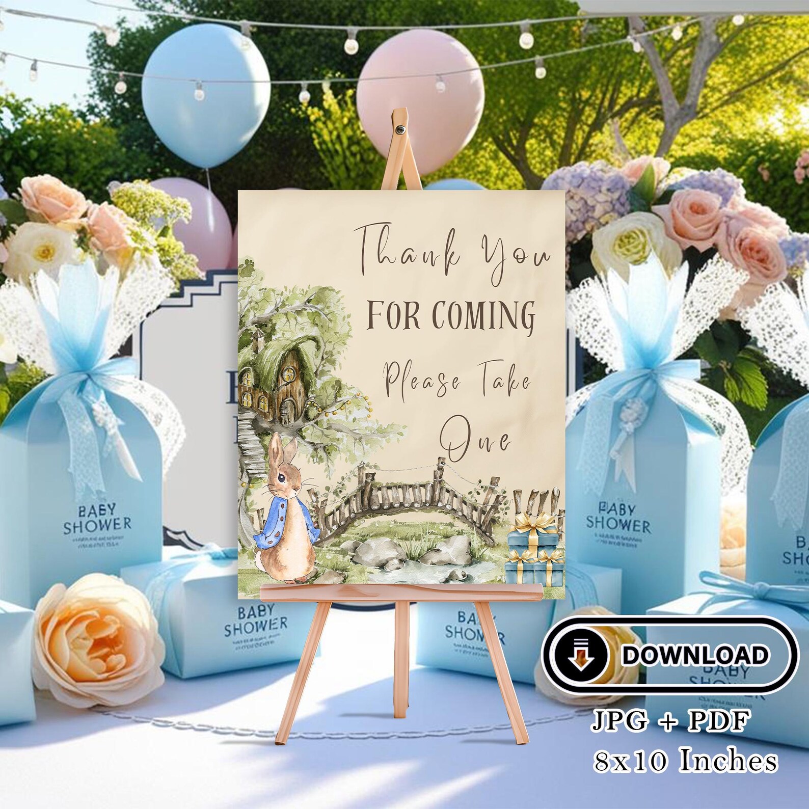 Personalized Peter Rabbit Welcome Sign - Bunny Baby Shower Welcome Sign ...