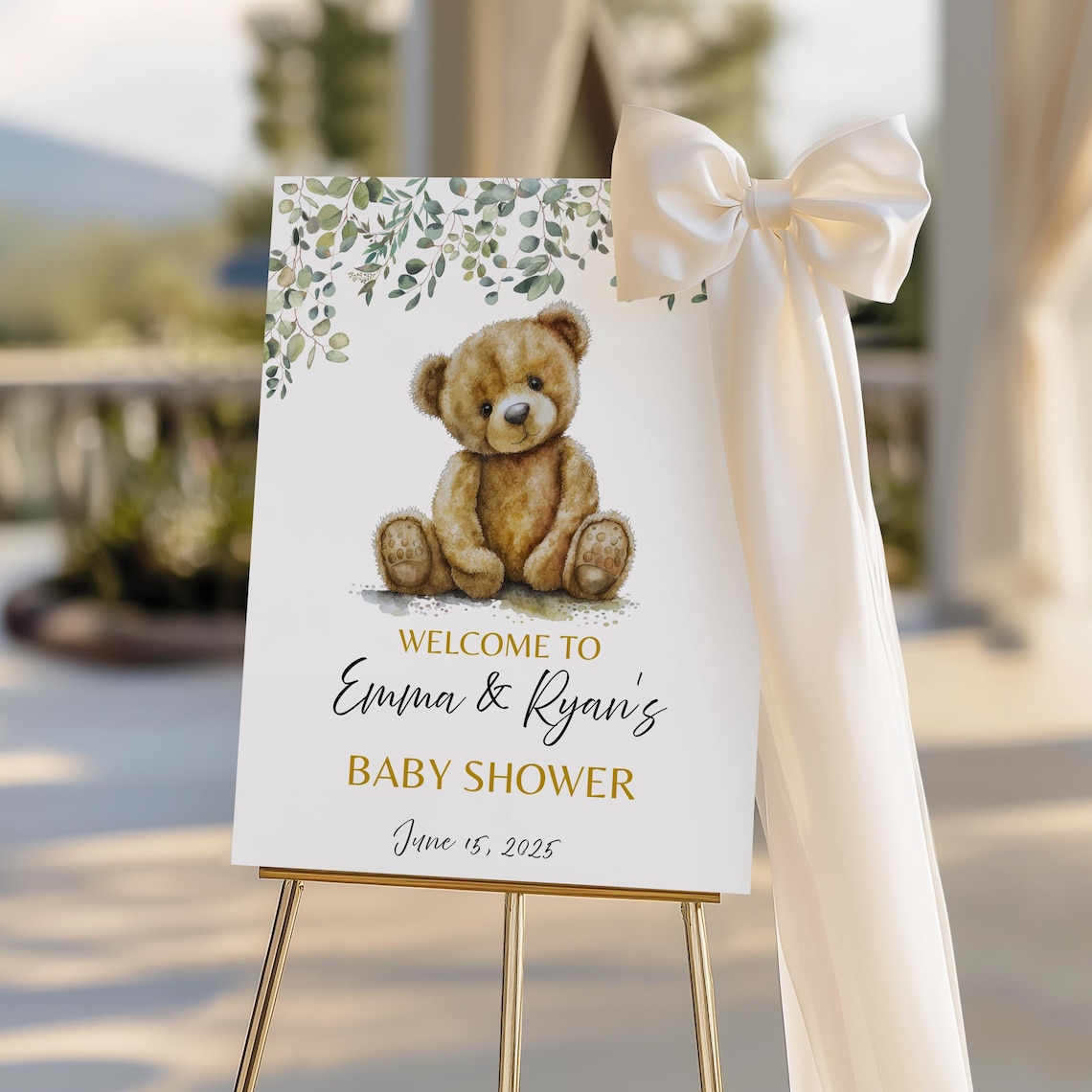 Bear Baby Shower Welcome Sign, Door Entrance Décor, Personalized Baby ...