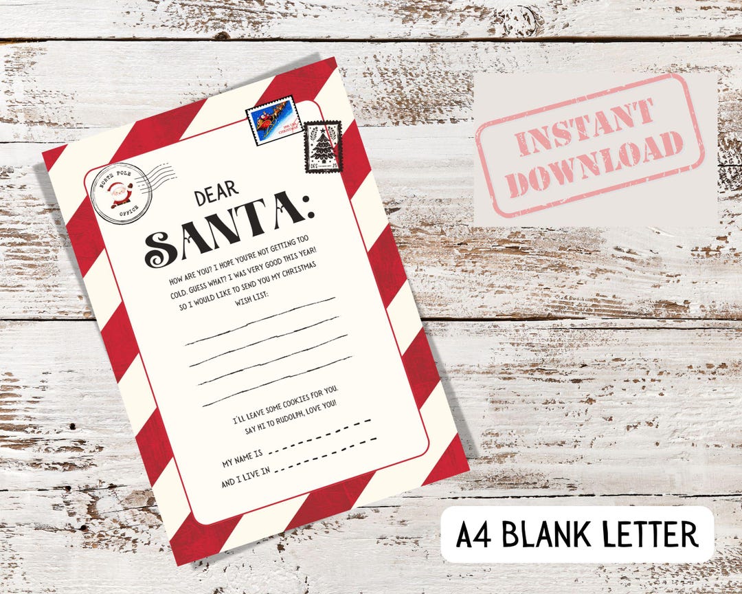 Christmas Wish List Printable, Letter to Santa, Christmas Printable for ...
