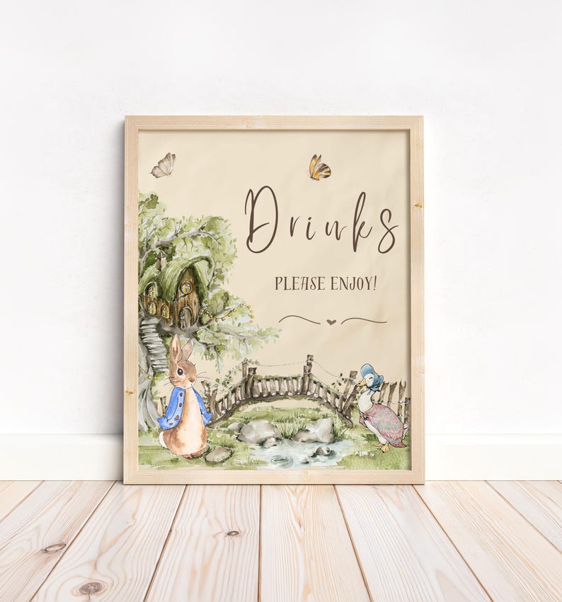 Personalized Peter Rabbit Welcome Sign - Bunny Baby Shower Welcome Sign ...