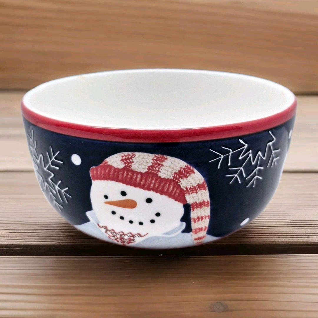 Vintage // Debbie Mumm Snowman Portraits Soup/cereal Bowl // Zak! Designs // Winter Theme ...
