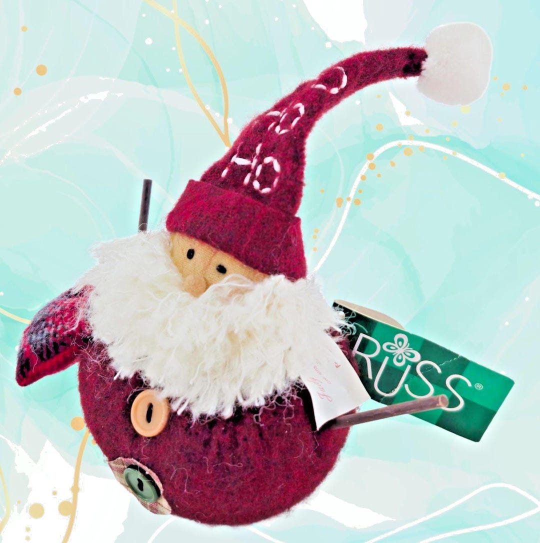 Russ Berrie Judy Lynn Collection Santa Plush - Burgundy Holiday Gnome ...