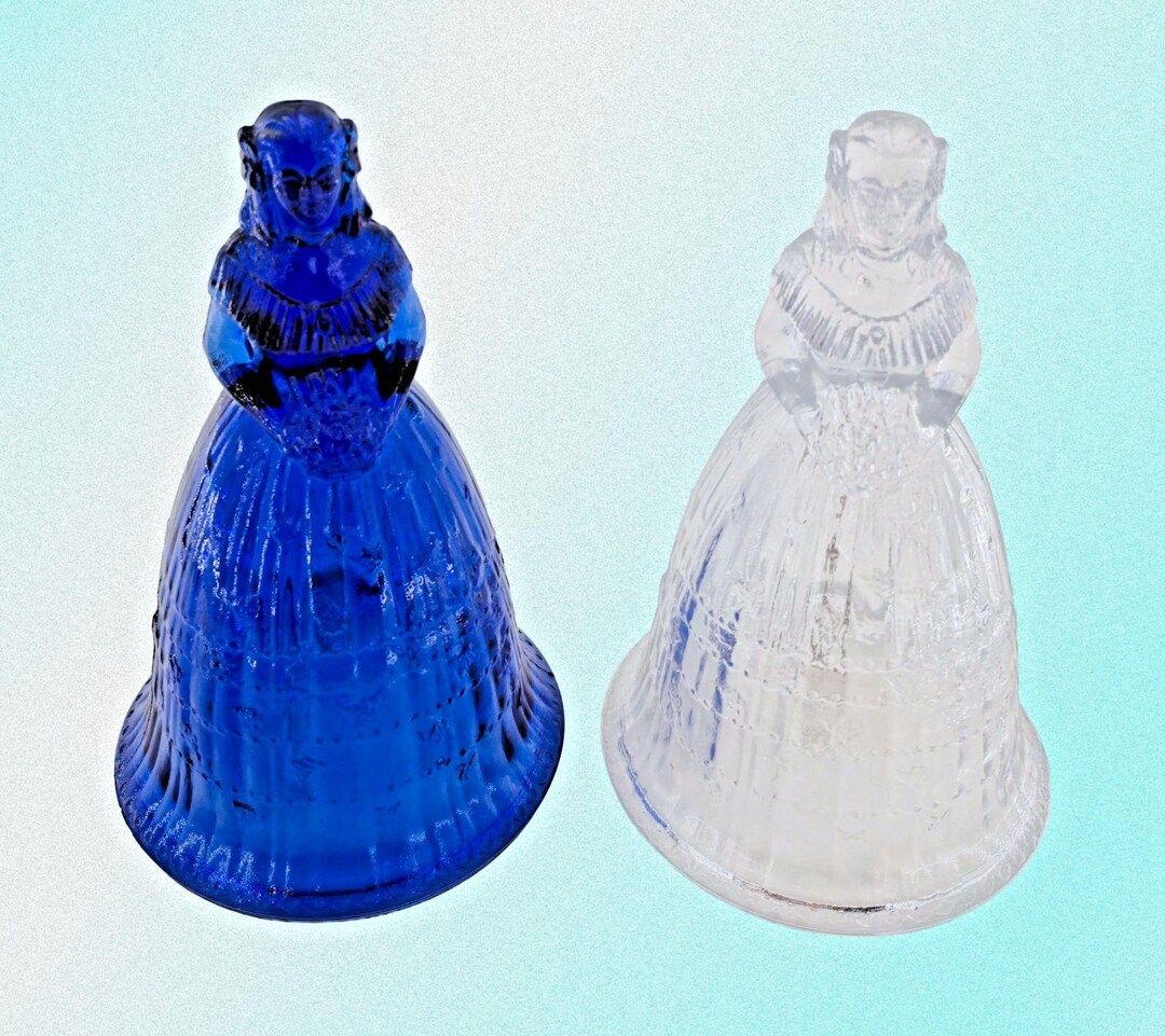 Imperial Suzanne Glass Bells - Cobalt Blue and Clear - Vintage USA ...