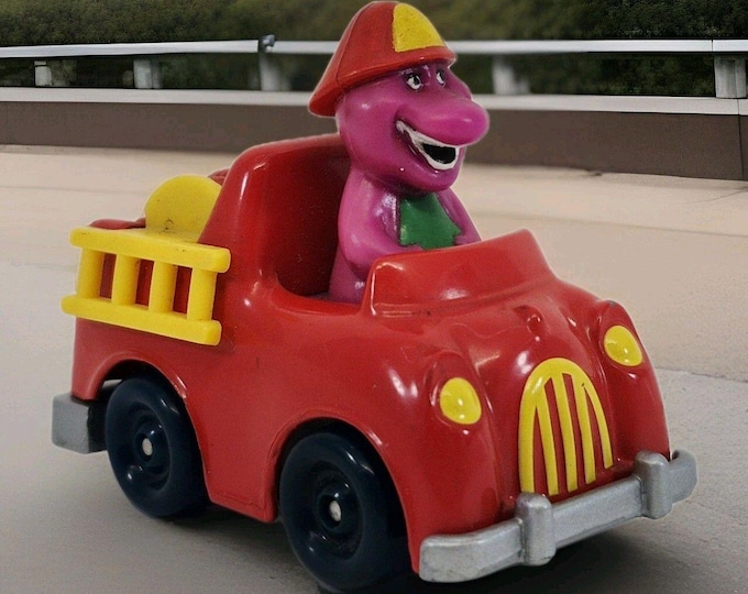 Vintage Barney the Purple Dinosaur Fire Truck Toy // Die Cast Metal ...