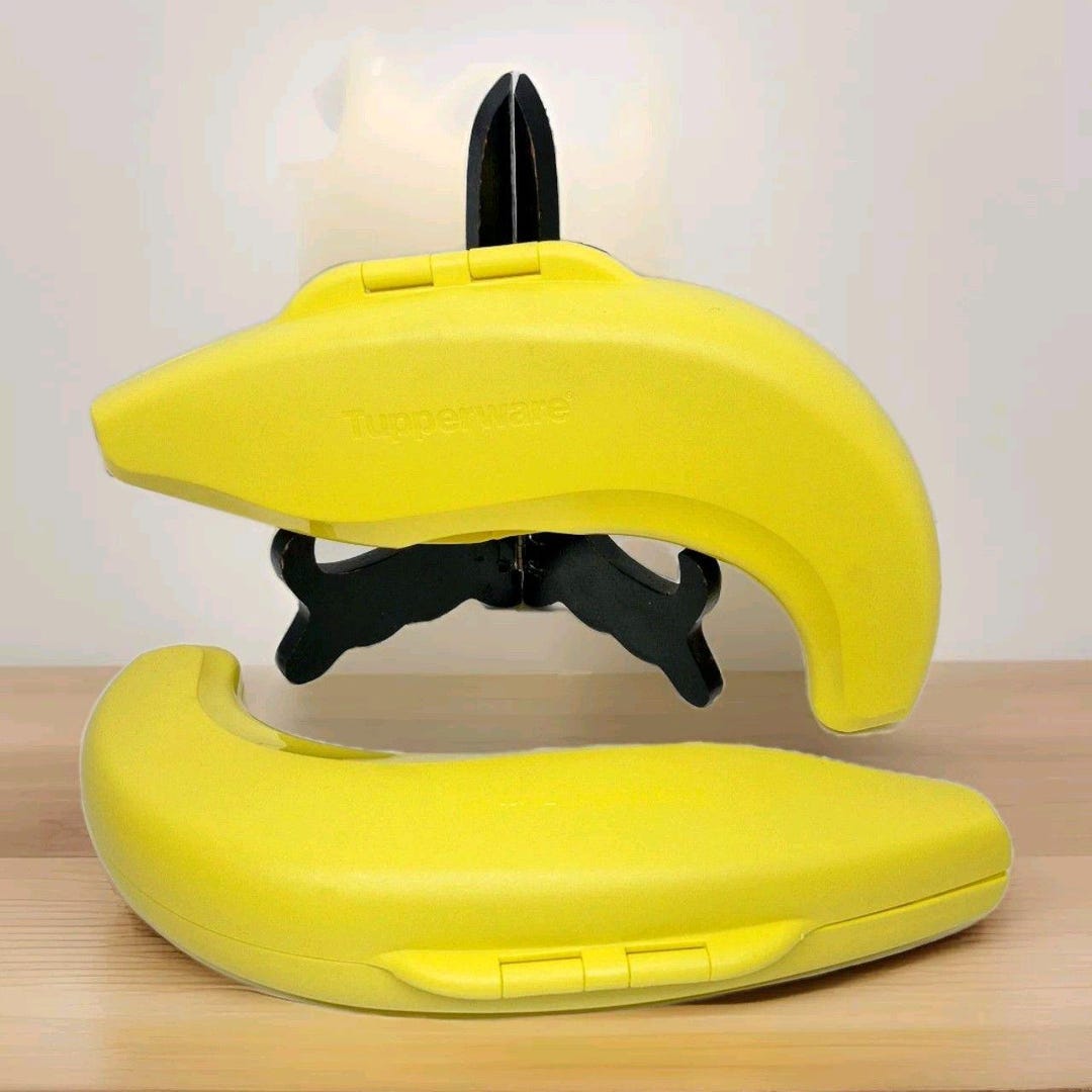 Vintage Tupperware Banana Keeper Yellow Fruit Shaped on the Go Fresh ...