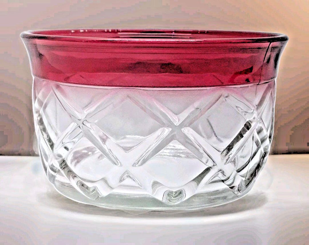 Vintage Indiana Glass Ruby Flashed Rim Candy Bowl Dish - NO LID - Etsy