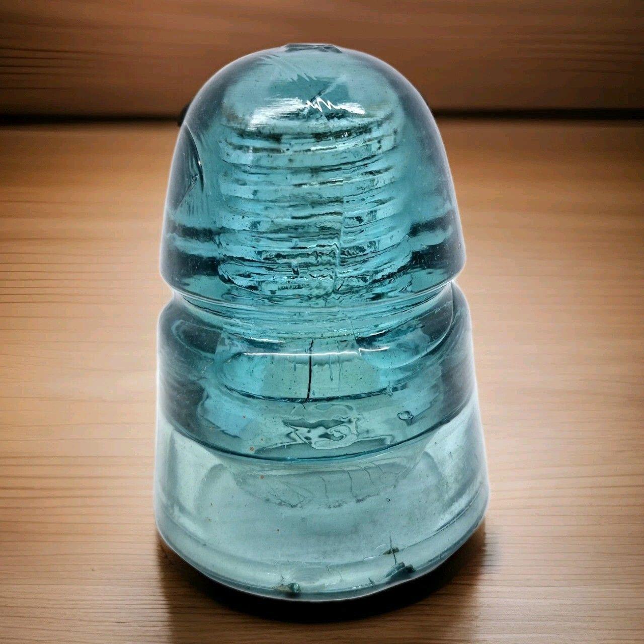 Antique Brookfield Light Blue Glass Beehive Telegraph Insulator Marked ...