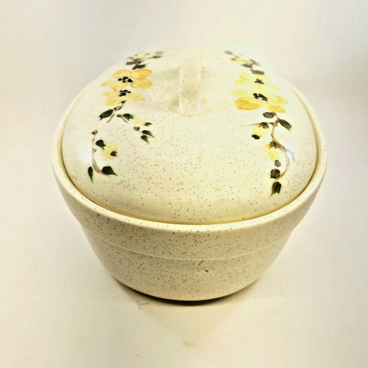 Vintage Studio Pottery Casserole Dish: Hand-painted Floral Stoneware ...