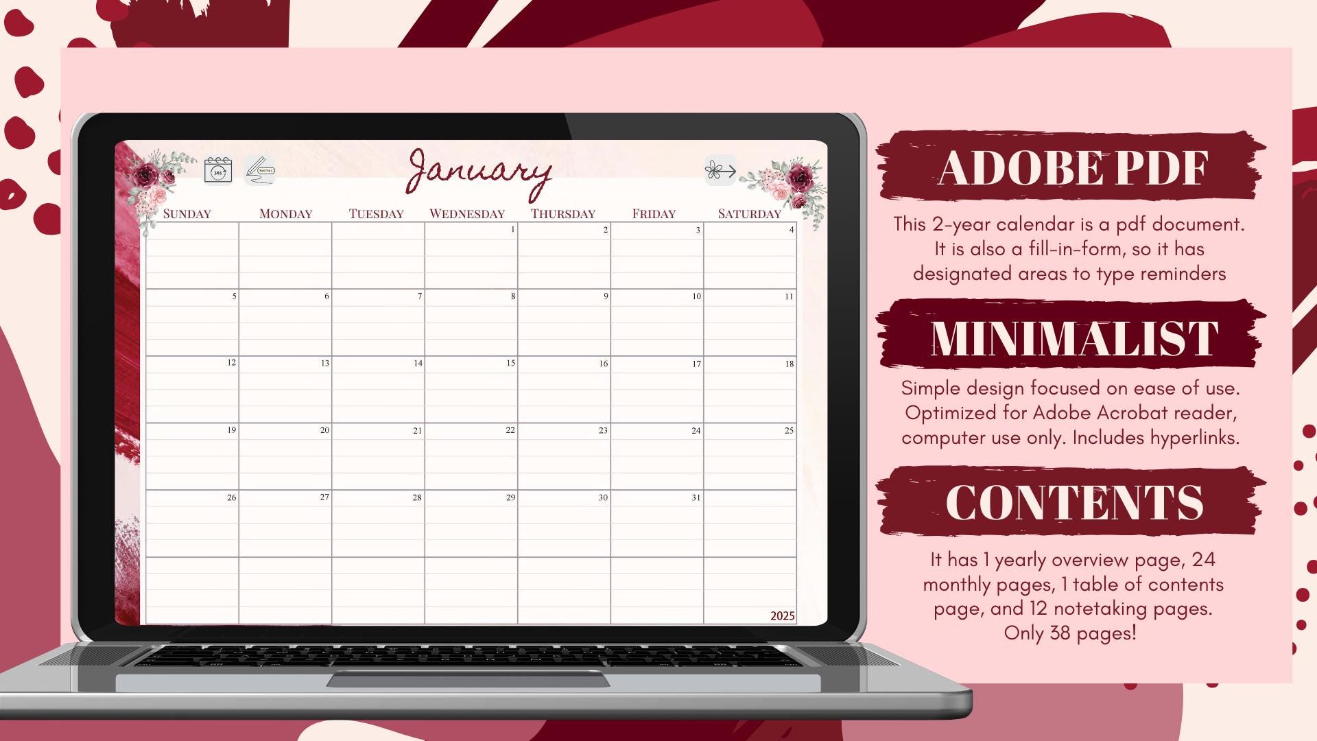 2025 and 2026 Dated Digital Calendar for Desktop Computer Planning ...