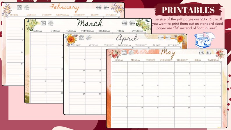 2025 and 2026 Dated Digital Calendar for Desktop Computer Planning, Adobe Acrobat Reader PDF ...