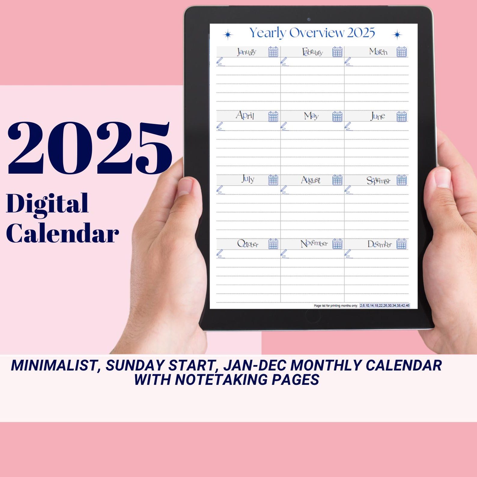 2025 Dated Digital Calendar, Goodnotes Adobe Reader PDF Annotation ...