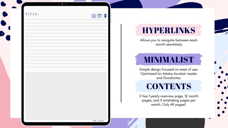 2025 Dated Digital Calendar, Goodnotes Adobe Reader PDF Annotation ...