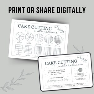 Cake Cutting Card, Cutting Guide Instruction, Editable Canva Template ...