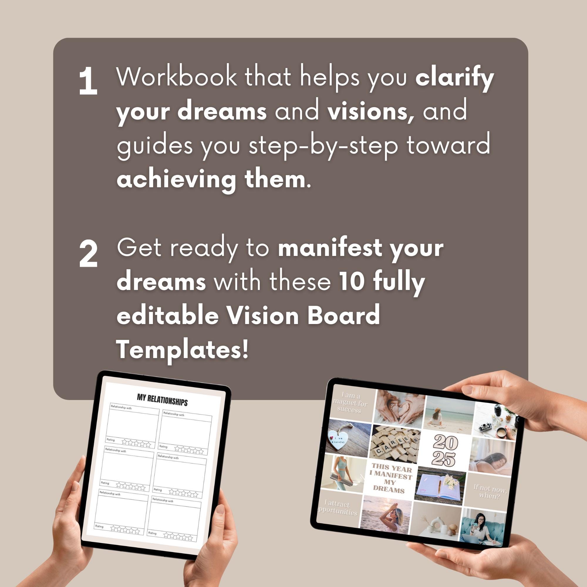 Vision Board Bundle | Vision Board Kit With Workbook | Digital Vision ...