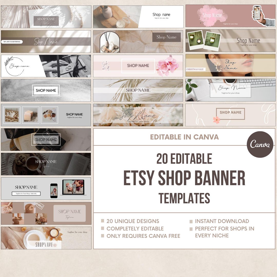 Etsy Shop Banner Template for Etsy Sellers, Etsy Banner Editable in ...
