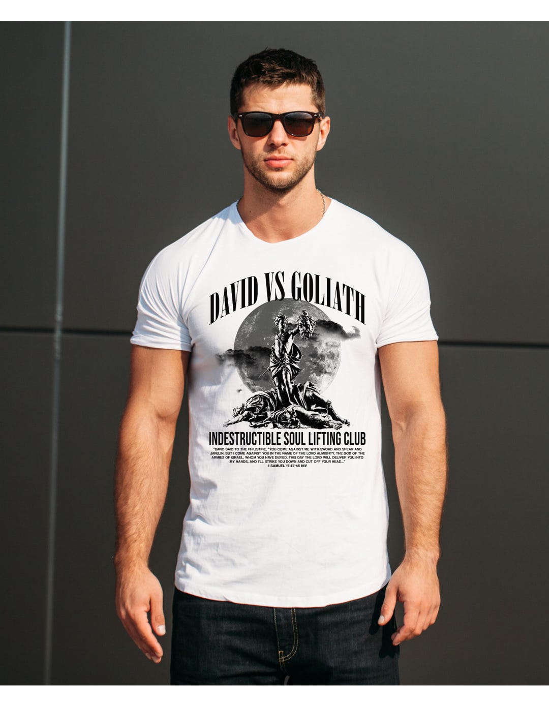 David Vs. Goliath Unisex Classic Tee Black Font / Christian Shirt Mens ...