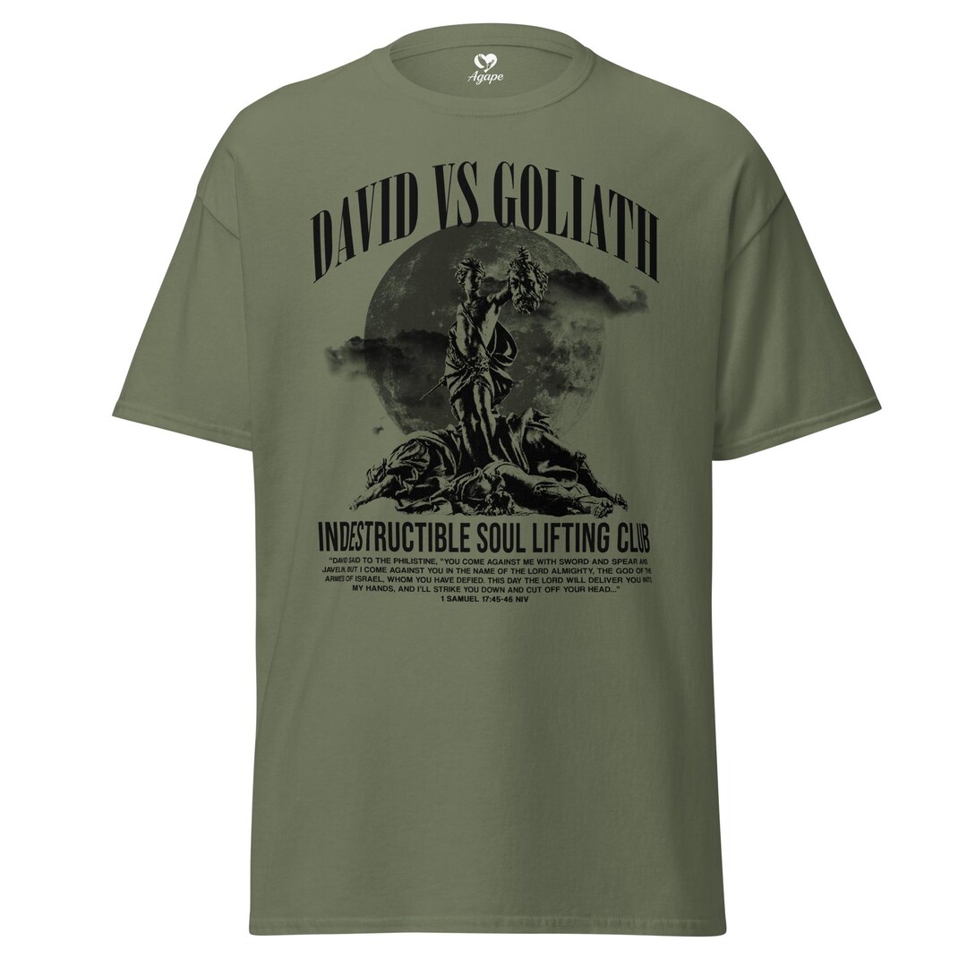 David Vs. Goliath Unisex Classic Tee Black Font / Christian Shirt Mens ...