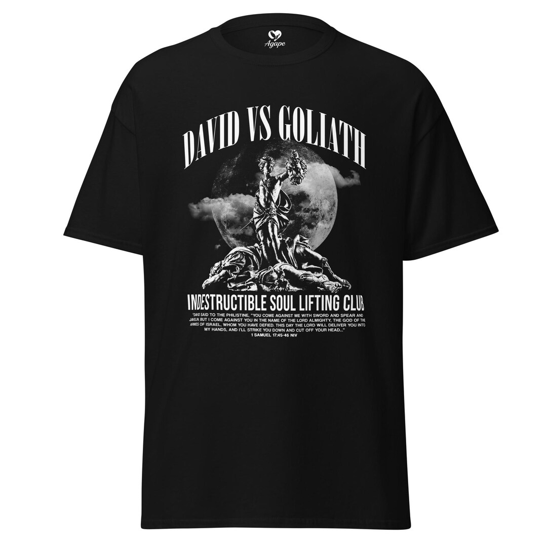 David Vs. Goliath Unisex Classic Tee White Font / Christian Shirt Mens ...
