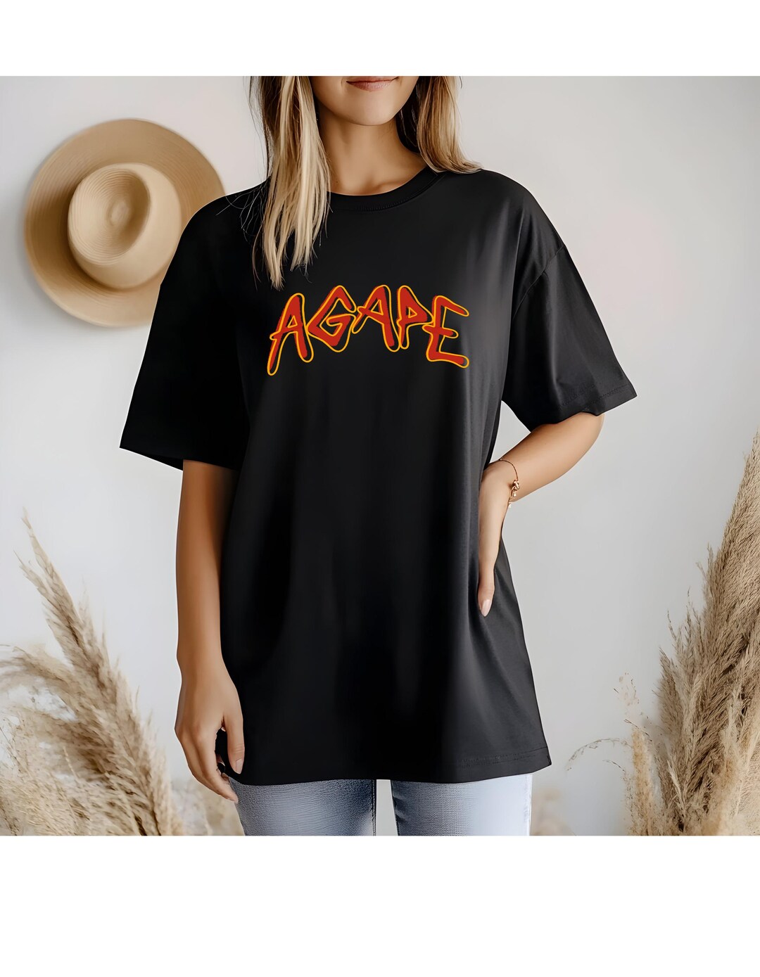 AGAPE Graffiti Style Unisex Classic Tee Front Graphic / Christian Shirt ...