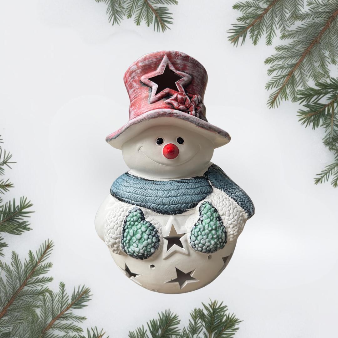 Smiling Ceramic Snowman, Perfect Christmas Decoration,gift, Inside ...