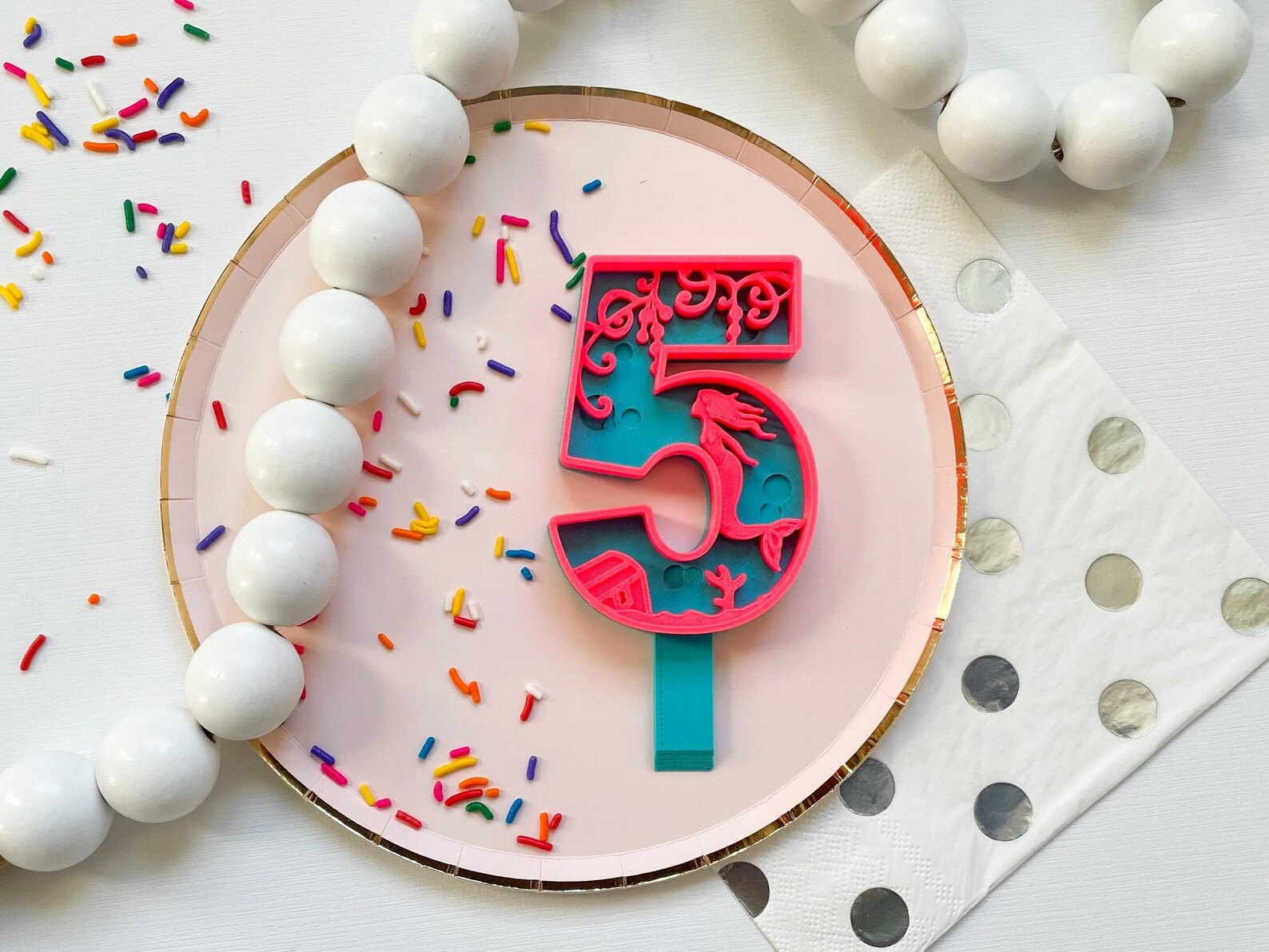 Mermaid Number Birthday Cake Topper - Etsy