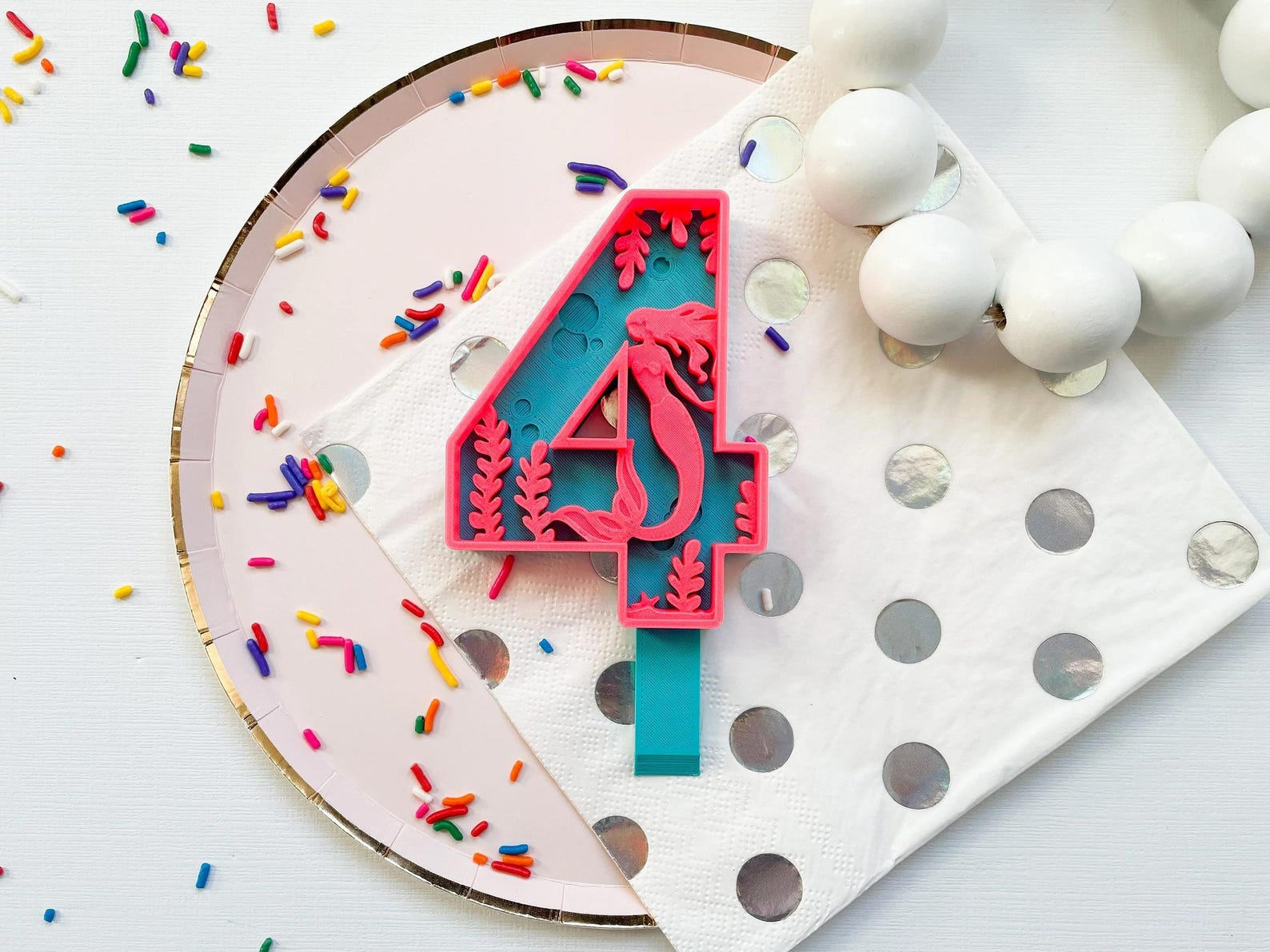 Mermaid Number Birthday Cake Topper - Etsy