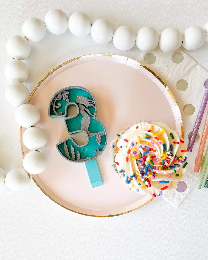 Mermaid Number Birthday Cake Topper - Etsy