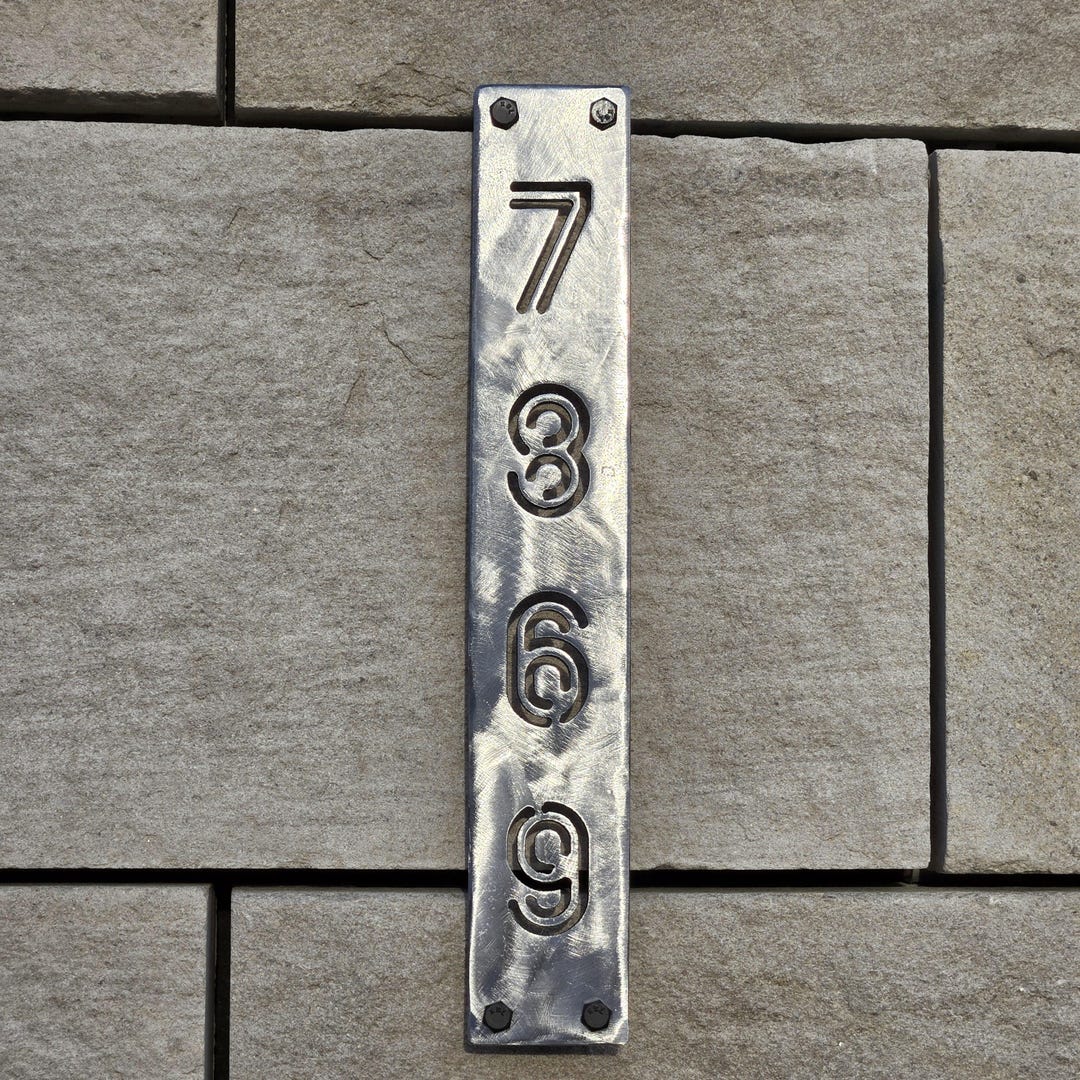 Vertical Minimalist Address Sign | Modern Metal House Numbers ...