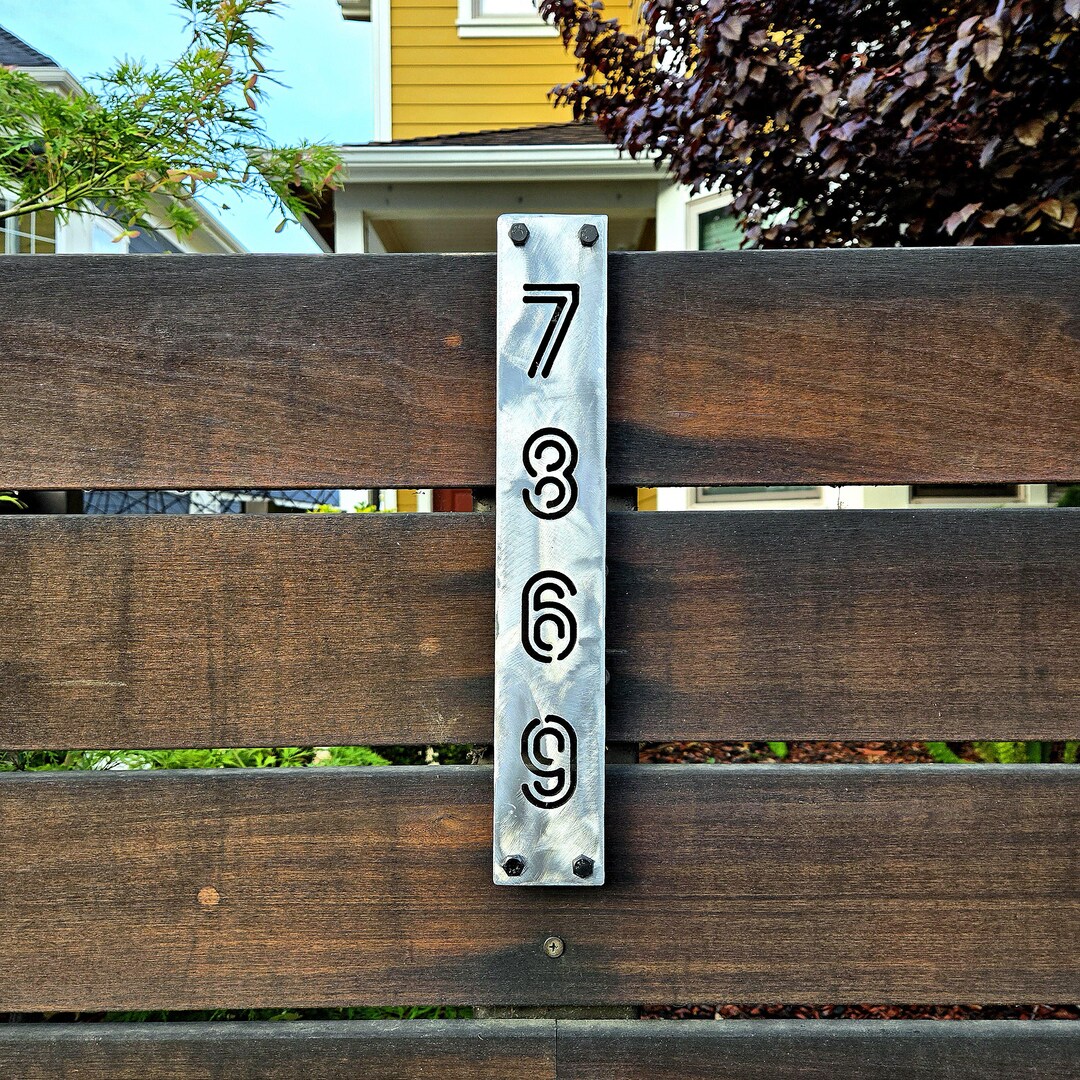Personalized Vertical Steel House Number Sign: Mid-century Modern - Etsy