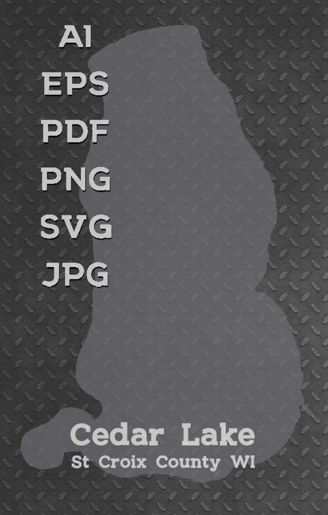 Cedar Lake, Wisconsin Map Silhouette: Vector Cut File (digital Download ...