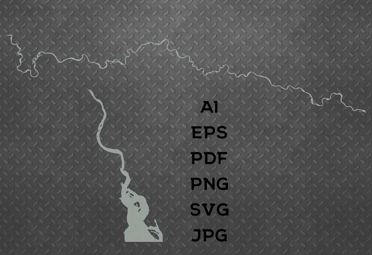 Au Sable River, MI, Map Shape Silhouette Svg Png Pdf Eps Ai Jpeg Vector ...