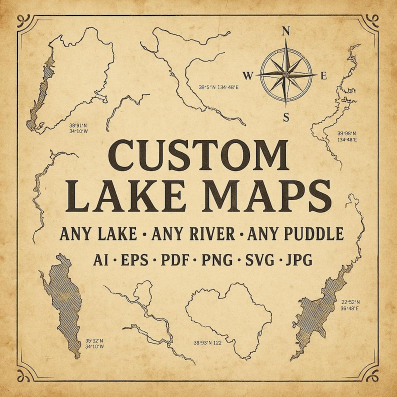 Brevort Lake Michigan Map Silhouette: Vector Graphic Design (digital ...