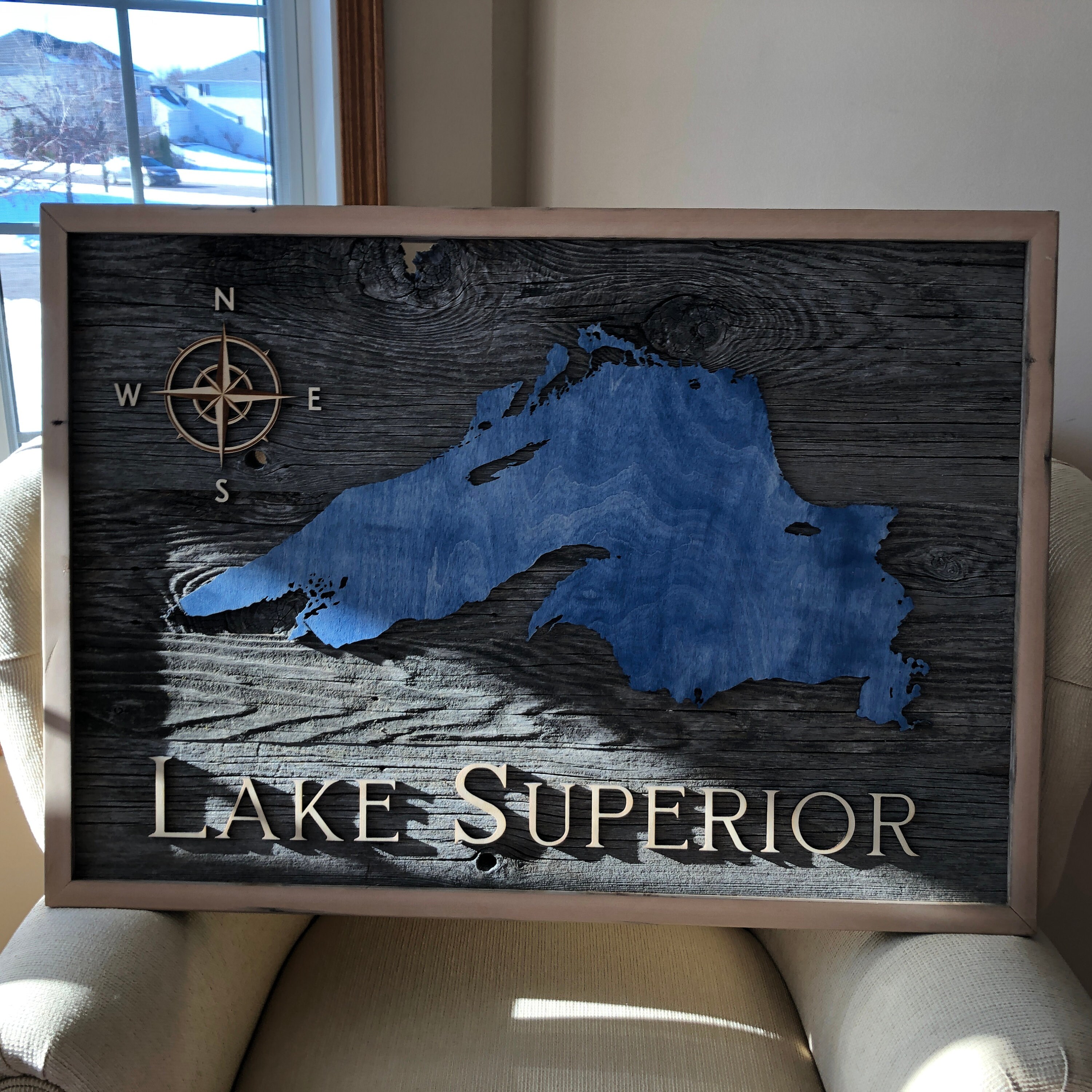 Bespoke Rustic Lake Map Artwork Personalized Wooden Lake Maps for Home ...