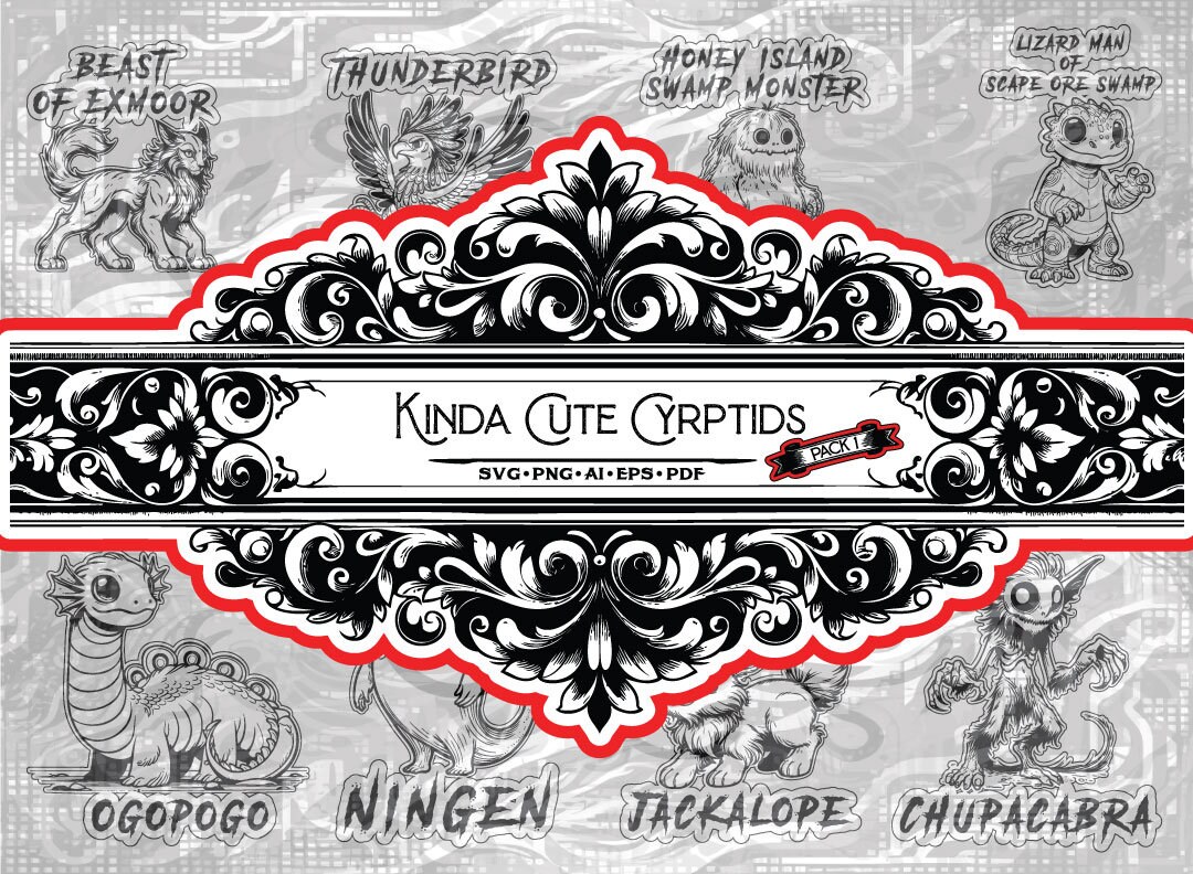 Kinda Cute Cryptids - Charming Digital Clipart Collection Pack 1 - Ai ...