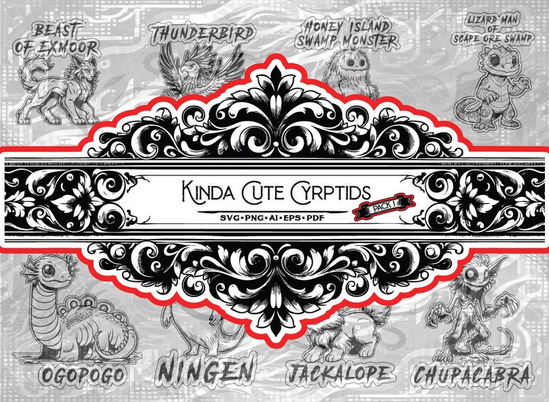 Kinda Cute Cryptids - Charming Digital Clipart Collection Pack 1 - Ai ...