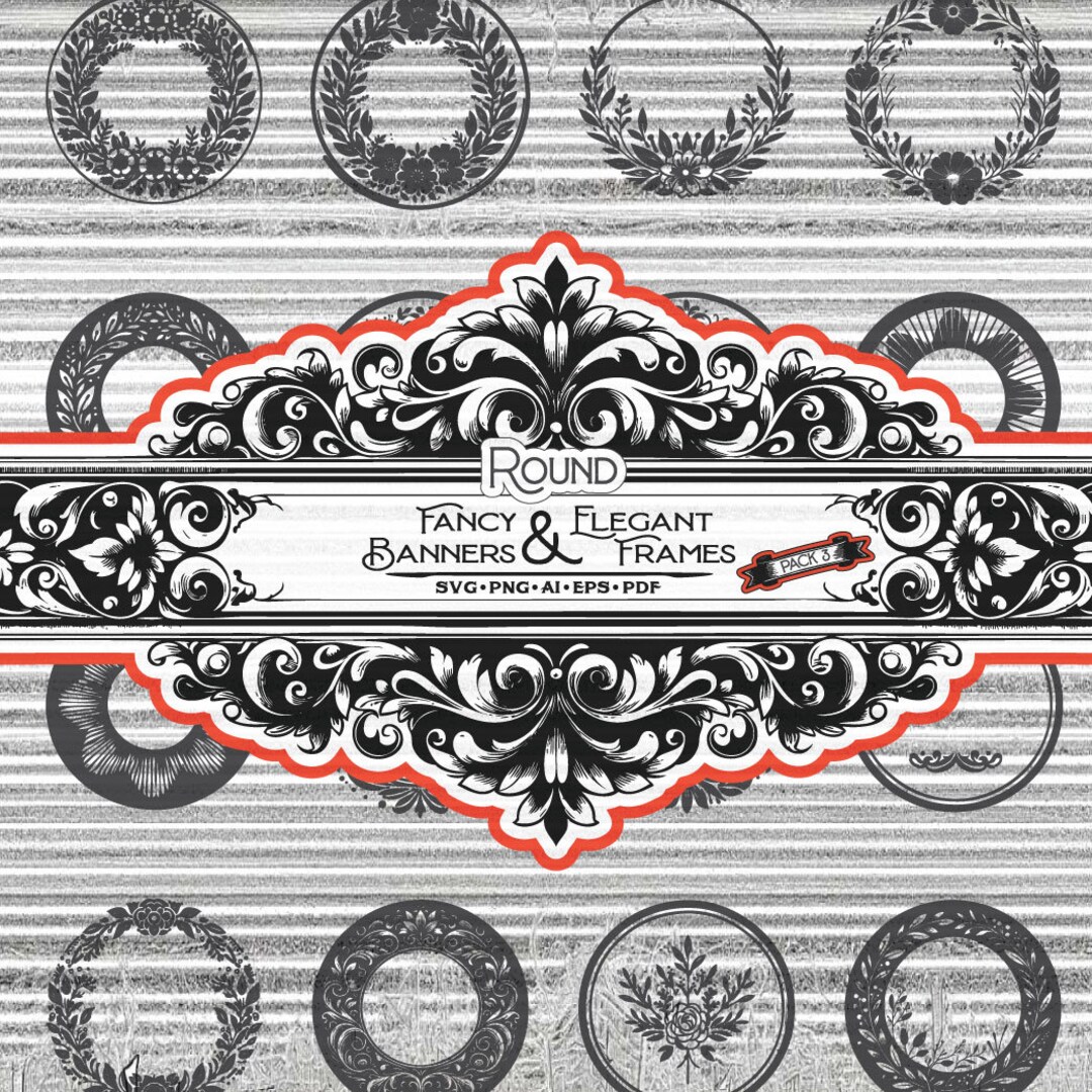 Round Elegant & Fancy Banners and Frames, Svg Png Pdf Eps Ai Vector ...